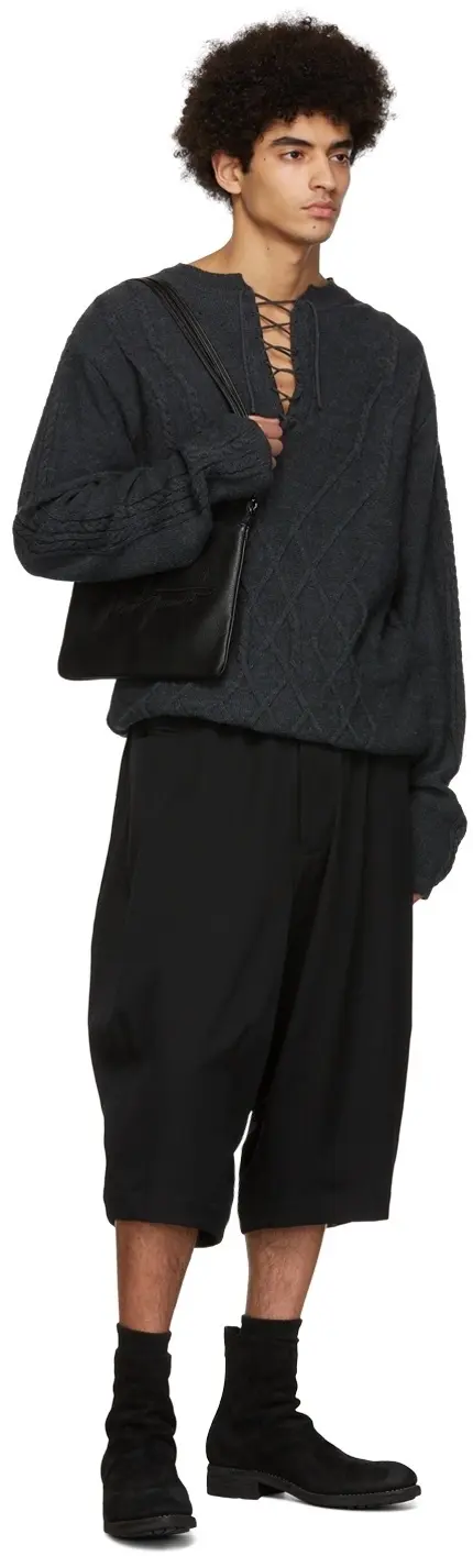 Yohji Yamamoto Embroidered Cross Body Bag
