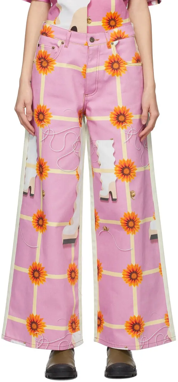 Loewe X Anthea Hamilton Printed Wide-leg Jeans