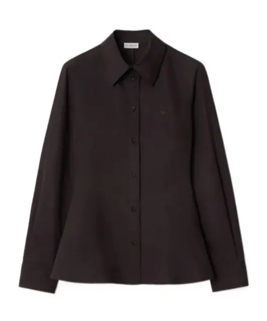 Burberry Fitted Waist Shirt With Embroidery - Bark Brown