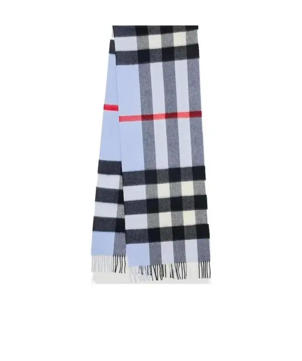 Burberry Vintage Check Fringed Scarf - Blue