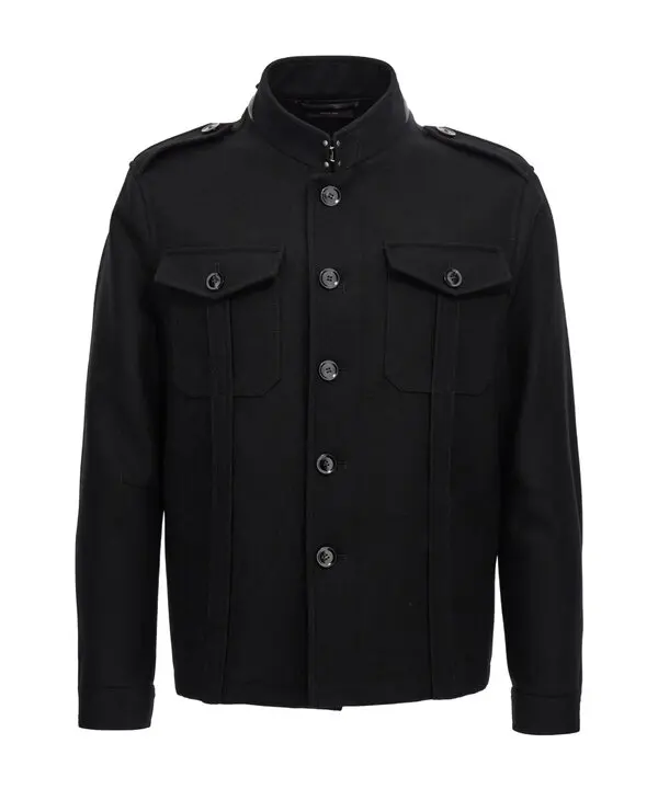 TOM FORD Japanese Jacket With Stand Collar And Front Buttons - Black