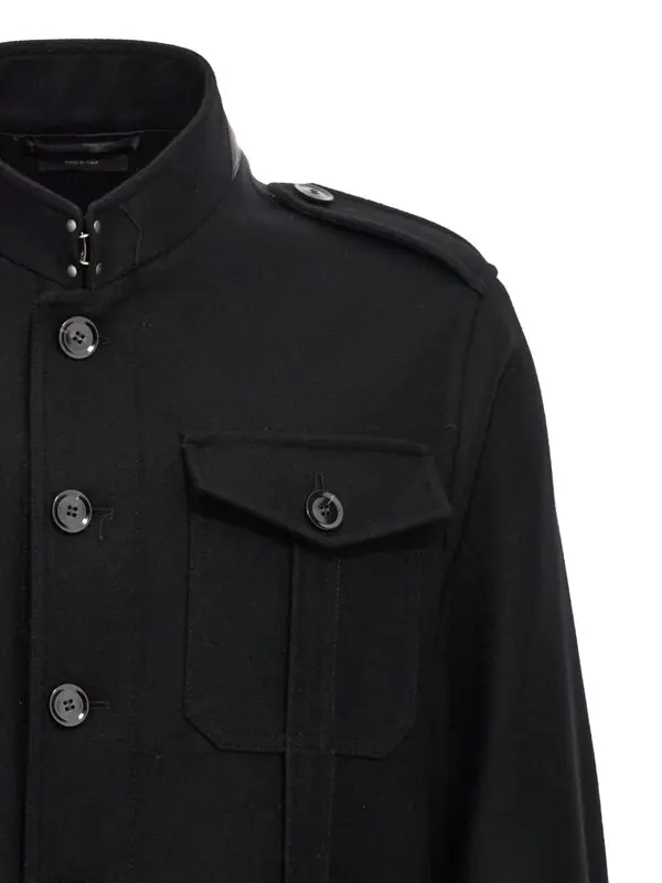 TOM FORD Japanese Jacket With Stand Collar And Front Buttons - Black