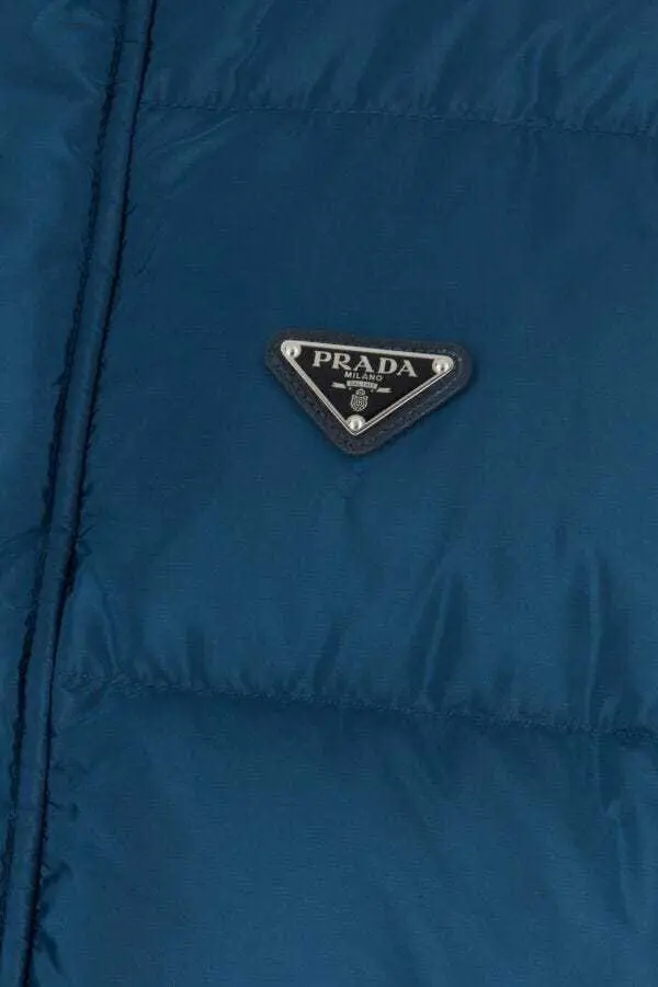 Prada Padded Hooded Jacket With Logo Plaque