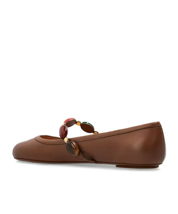 GIANVITO ROSSI Shanti Leather Ballerina Flats With Embellished Strap
