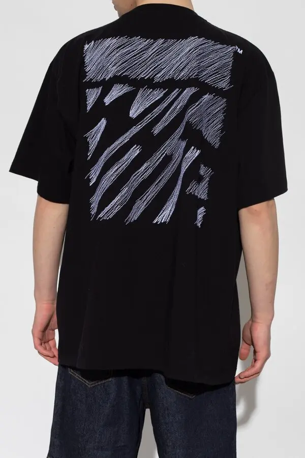 Off-White Scribble Diag Printed Crewneck T-shirt - Black
