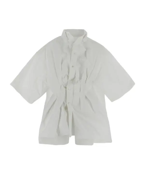 MAISON MARGIELA Ruched Collared Short-sleeve Shirt