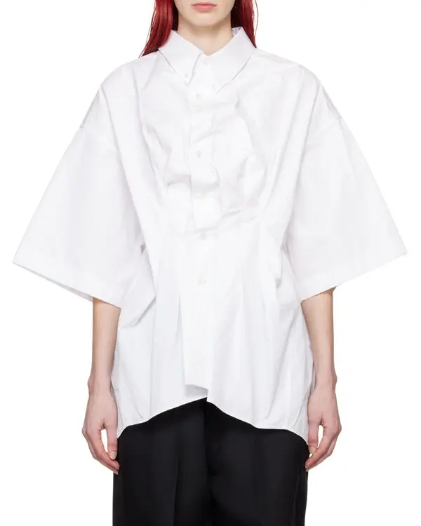 MAISON MARGIELA Ruched Collared Short-sleeve Shirt