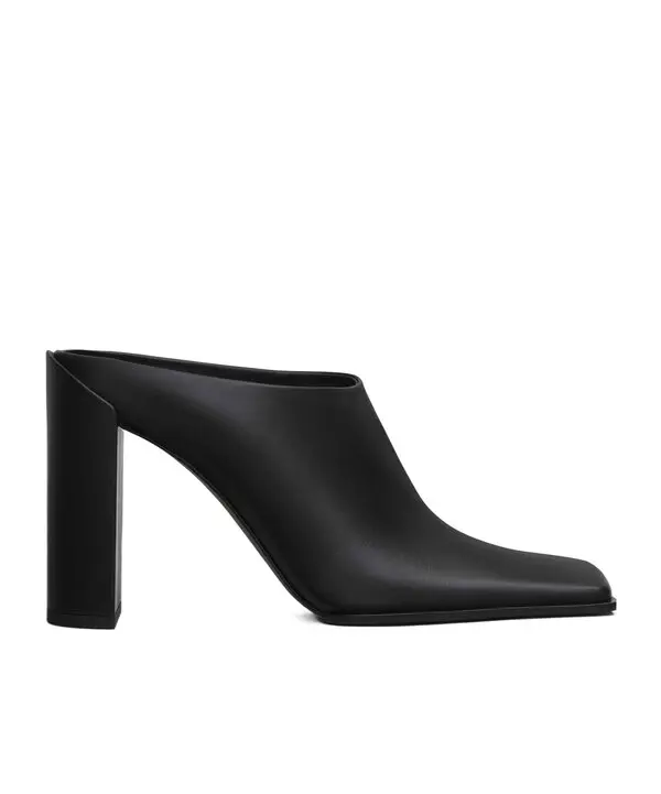 Alaïa Square Toe Block Heel Mules - Black