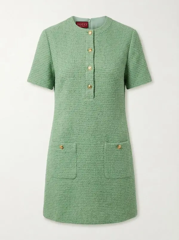 Gucci Cotton Bouclé Mini Dress - Green