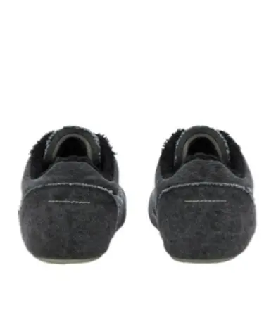 MAISON MARGIELA Frayed-trim Lace-up Canvas Sneakers - Black