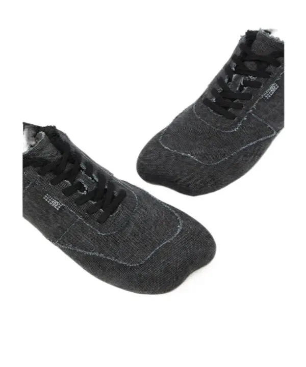 MAISON MARGIELA Frayed-trim Lace-up Canvas Sneakers - Black
