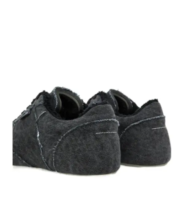 MAISON MARGIELA Frayed-trim Lace-up Canvas Sneakers - Black