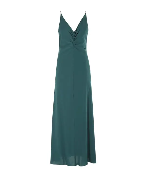 Max Mara Sleeveless V-neck Gathered Dress - Dark Green