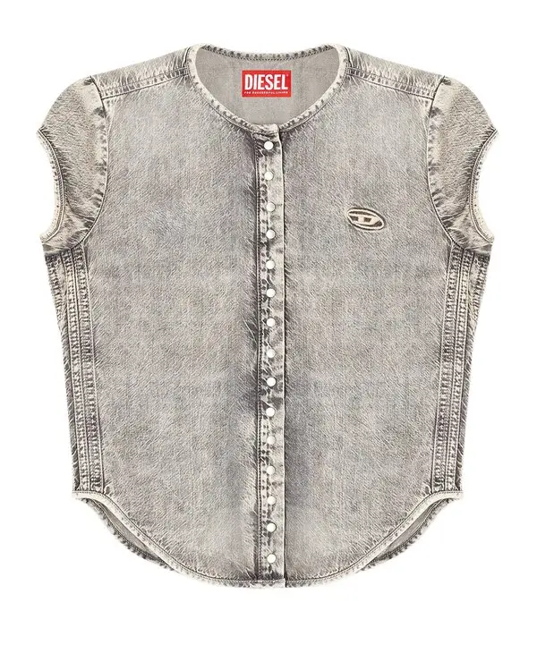 DIESEL® De-roset-s Short-sleeve Denim Shirt - Gray