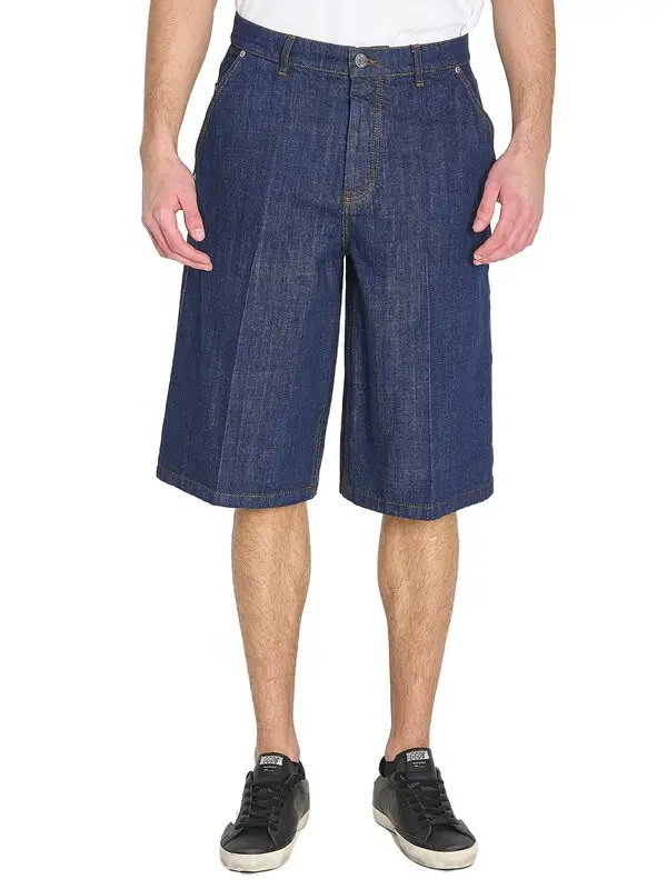 Ami Pressed Crease Denim Bermuda Shorts