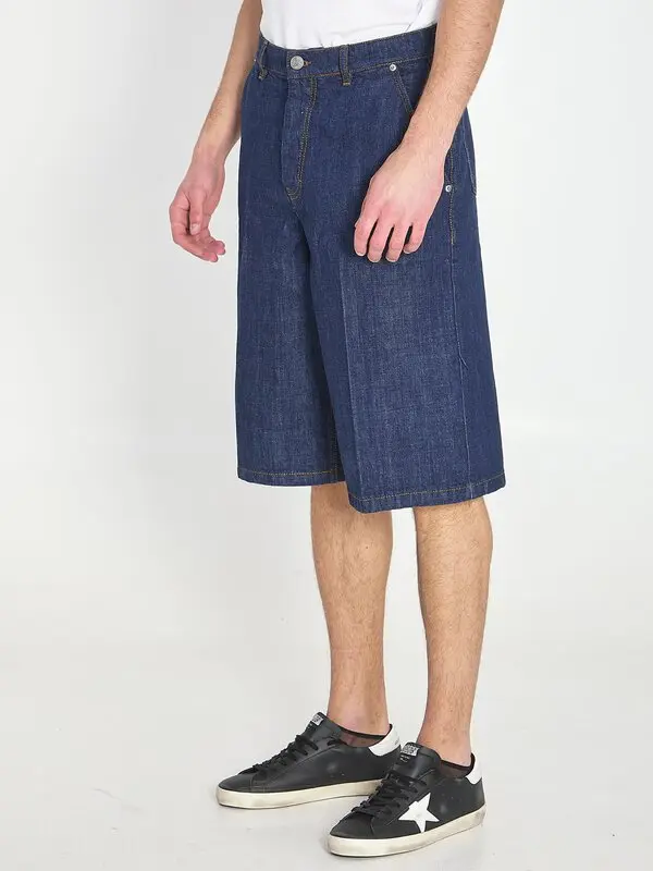 Ami Pressed Crease Denim Bermuda Shorts