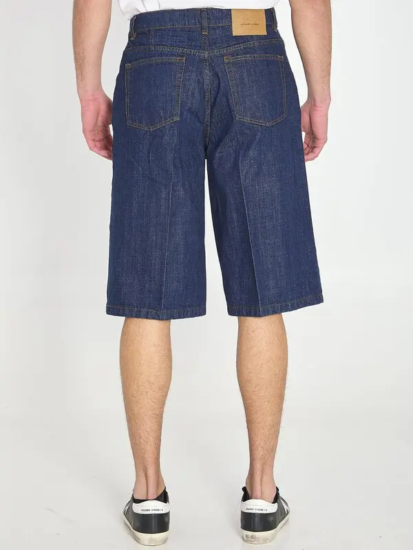 Ami Pressed Crease Denim Bermuda Shorts