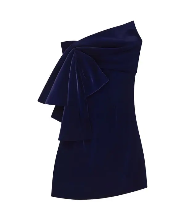 Givenchy Bustier Dress In Velvet With Oversized Bow - Deep Navy Blue