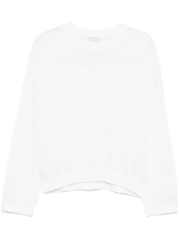 Brunello Cucinelli Sequined Dropped-shoulder Knitted Sweater - White