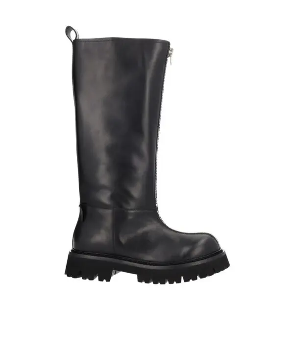 Moschino Round Toe Zip Up Lug Sole Boots