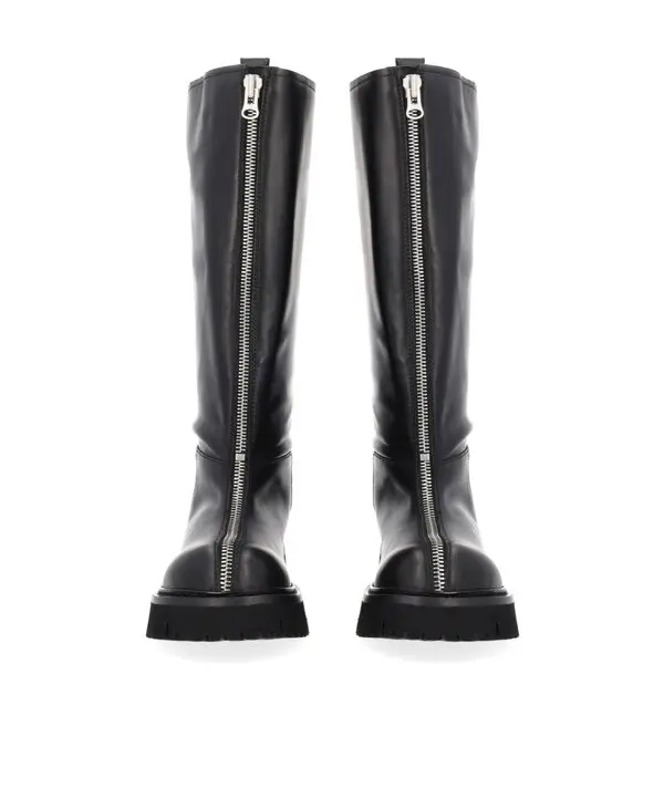 Moschino Round Toe Zip Up Lug Sole Boots