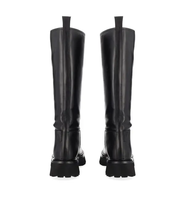 Moschino Round Toe Zip Up Lug Sole Boots