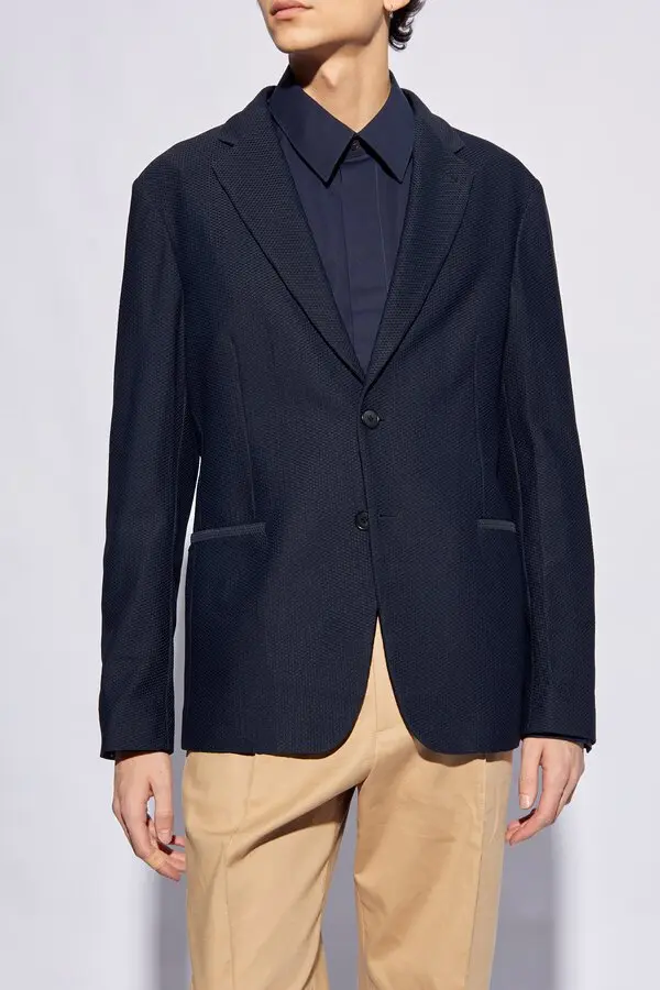 Giorgio Armani Single-breasted Straight Hem Blazer - Black