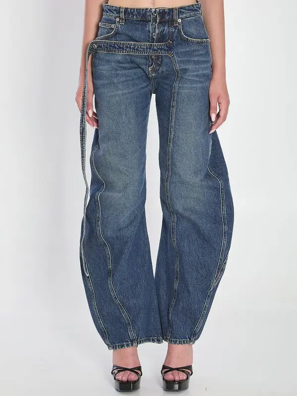 JEAN PAUL GAULTIER Wide-leg Strap Jeans - Blue