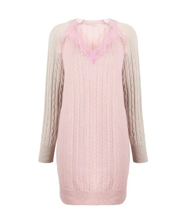 Stella McCartney Knitted Wool Dress With Lace Details