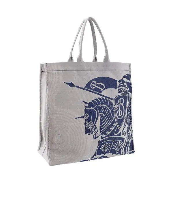 Burberry Logo Embroidered Tote Bag - Gray