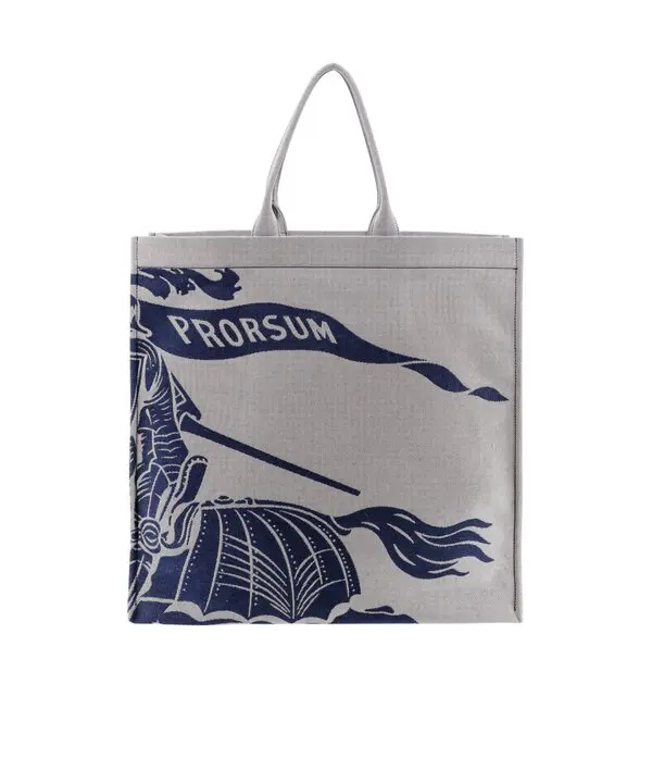Burberry Logo Embroidered Tote Bag - Gray
