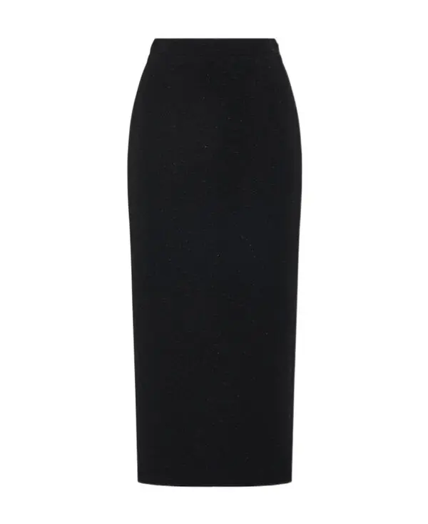 Alessandra Rich Brushed High-waisted Midi Skirt With Rear Slit