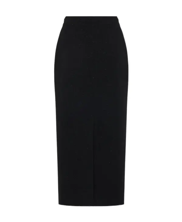 Alessandra Rich Brushed High-waisted Midi Skirt With Rear Slit