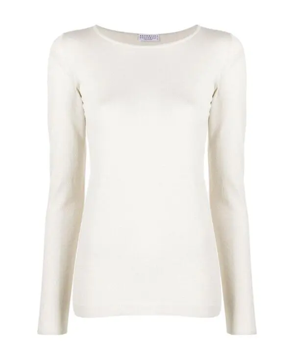 Brunello Cucinelli Long-sleeved Crewneck Jumper - White