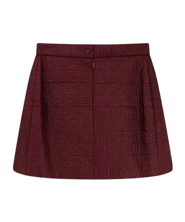 Fendi Ff Quilted Front-slit Mini Skirt - Brown