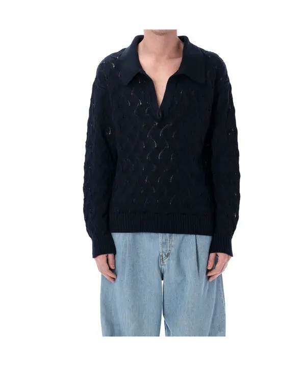 Dries Van Noten Lace Stitch Polo Shirt