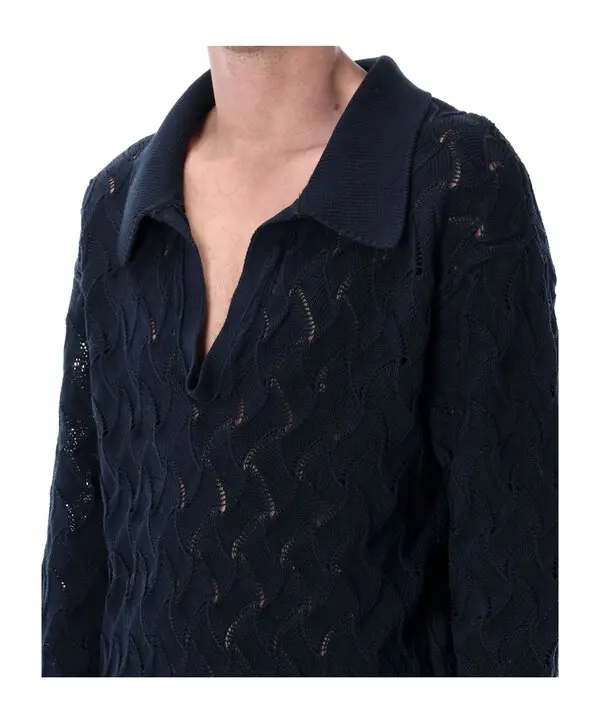 Dries Van Noten Lace Stitch Polo Shirt