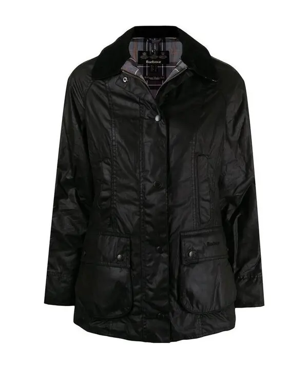 Barbour Waxed Buttoned Long-sleeved Jacket - Black