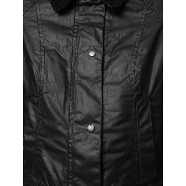 Barbour Waxed Buttoned Long-sleeved Jacket - Black