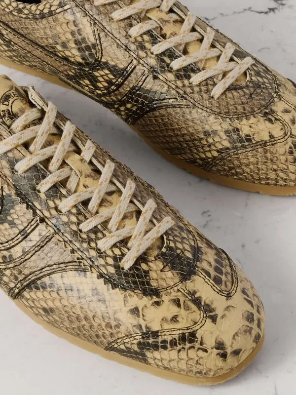 Dries Van Noten Snakeskin Lace-up Sneakers - Nude