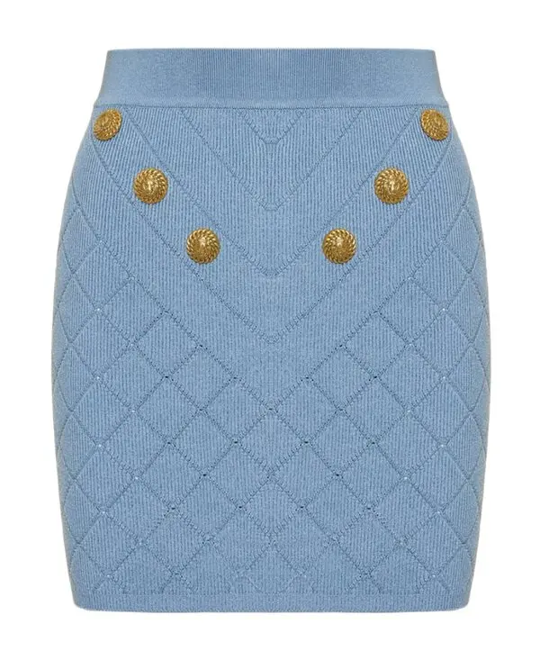 Balmain Pattern-jacquard Miniskirt - Blue