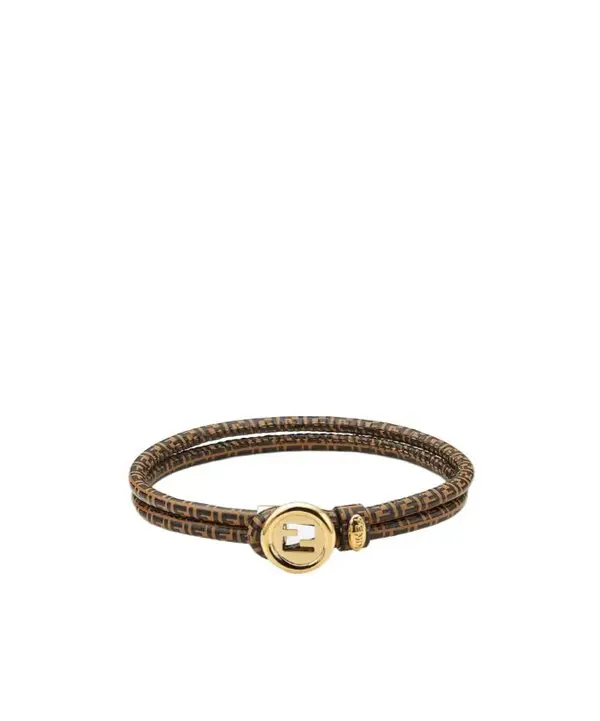 Fendi Calfskin Logo Wrap Bracelet - Green