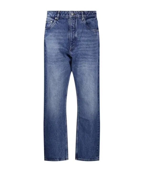 Studio Nicholson Riso Logo Patch Straight Leg Jeans - Blue