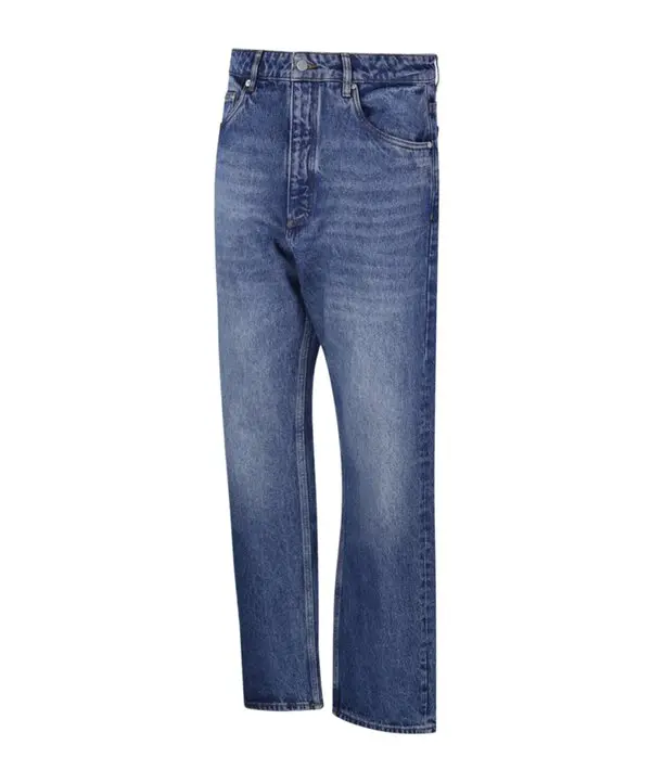 Studio Nicholson Riso Logo Patch Straight Leg Jeans - Blue
