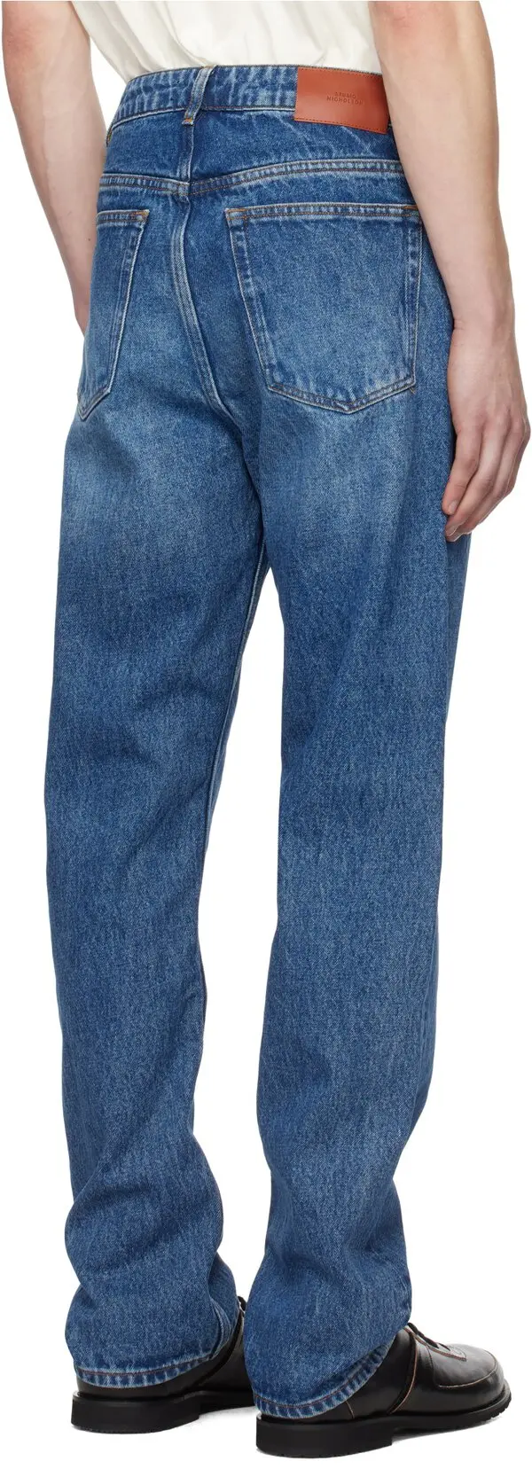 Studio Nicholson Riso Logo Patch Straight Leg Jeans - Blue