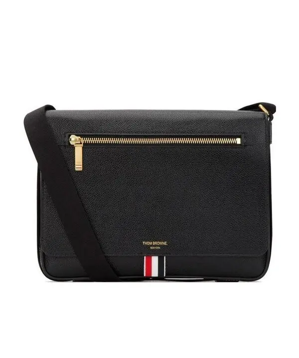Thom Browne Pebble Leather Messenger Bag - Black