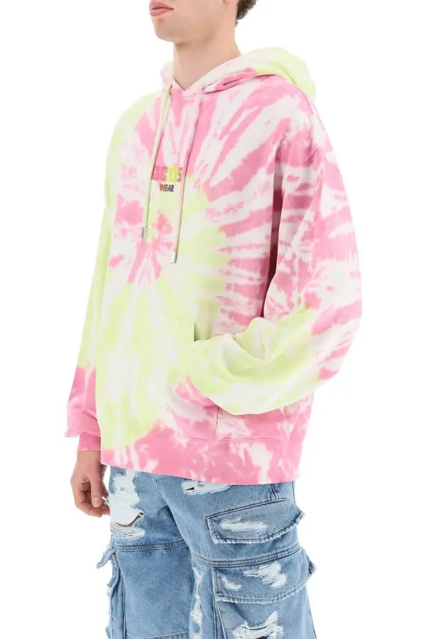 Gcds Logo Printed Tie-dye Hoodie - Pink