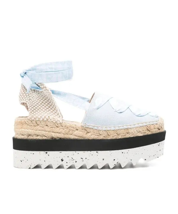 Stella McCartney Ribbon-detail Platform Espadrilles - Light Blue