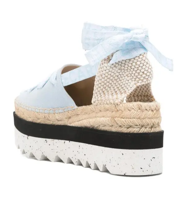 Stella McCartney Ribbon-detail Platform Espadrilles - Light Blue