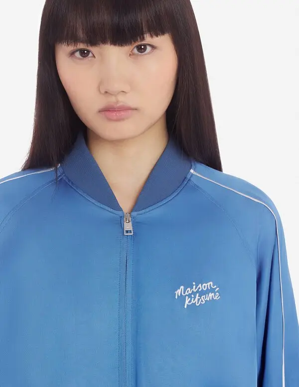 Maison Kitsuné Embroidered Satin Bomber Jacket - Blue